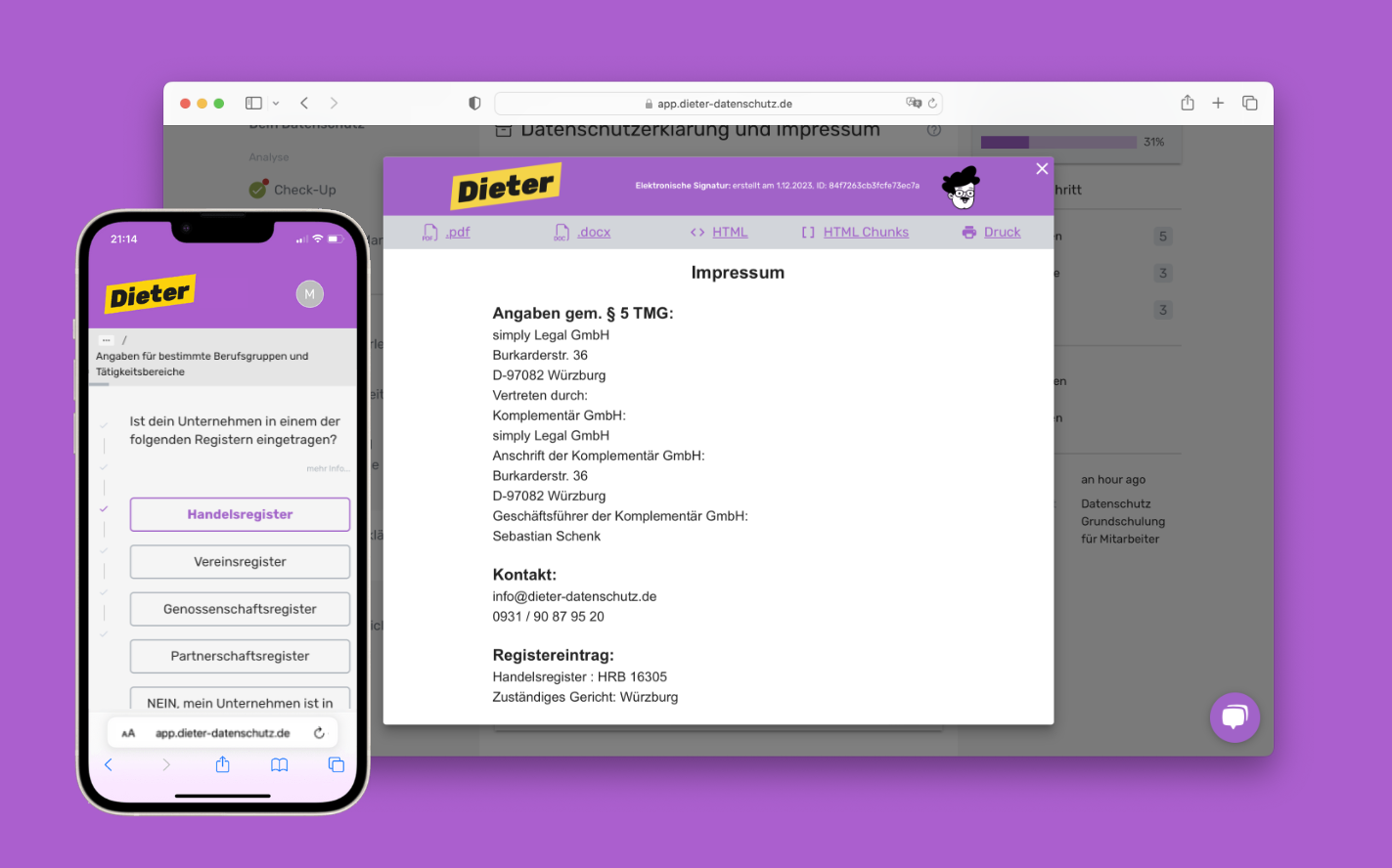 Impressum - schnell, einfach und rechtssicher